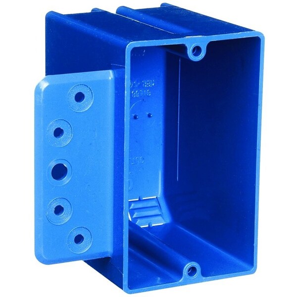 Carlon Outlet Box with Bracket, 1 -Gang, 4 -Knockout, PVC, Blue ...