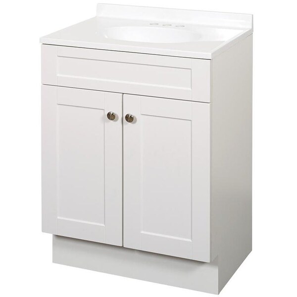 Zenna Home 2Door Shaker Vanity with Top, Wood, White, Cultured Marble ...