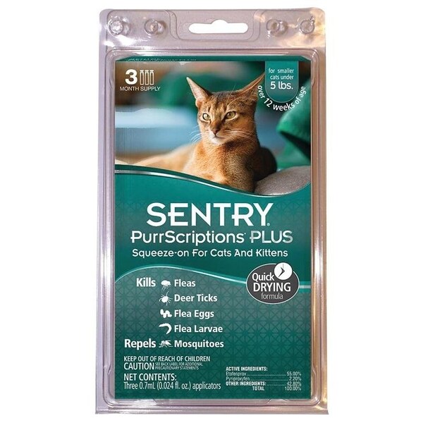 Sentry PurrScriptions Plus 0 Flea and Tick SqueezeOn, Liquid, Mild ...