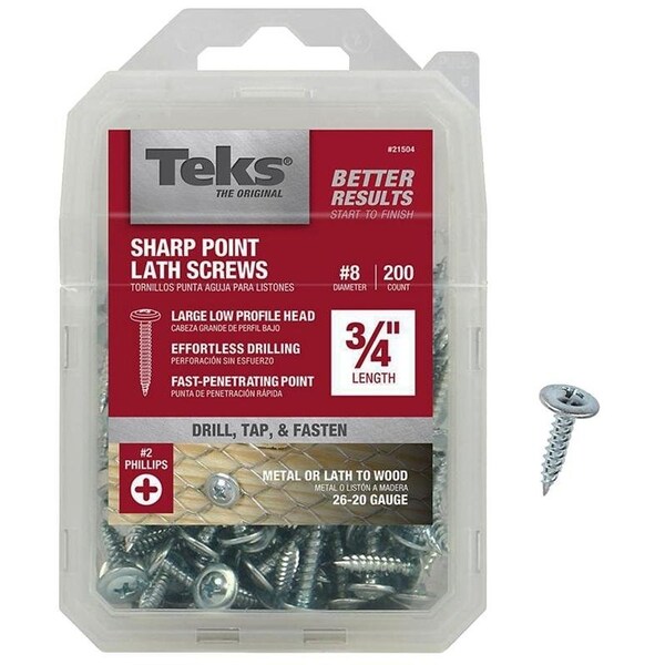 Teks Self-Drilling Screw, #8 x 3/4 in, Zinc Plated Steel Truss Head ...