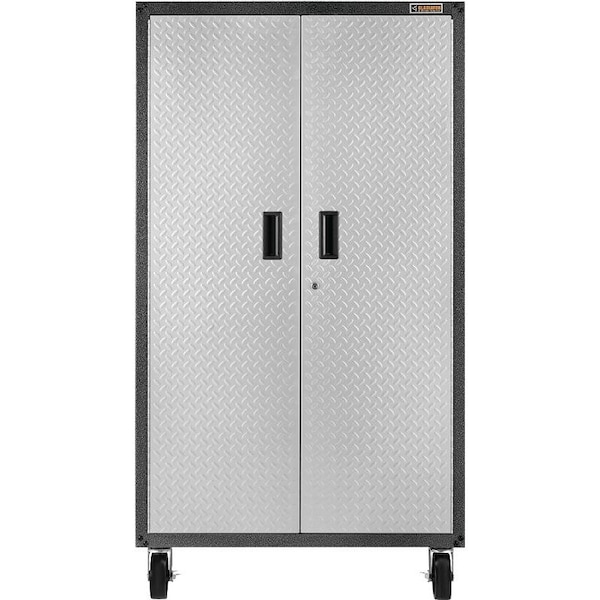 Gladiator Mobile Storage Cabinet, 225 lb, 5Shelf, Steel, Silver Tread ...
