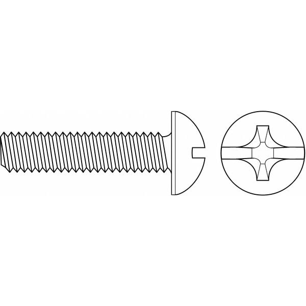 Zoro Select 6-32 x Combination Slotted/Phillips Round Machine Screw ...