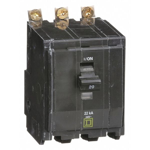 SQUARE D 20A, 3 pole Miniature Circuit Breaker, QO, 120/240V AC, - QOB320VH