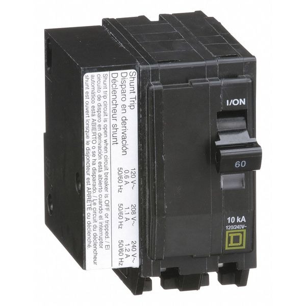 SQUARE D 60A, 2 pole Miniature Circuit Breaker, QO, 120/240V AC, - QO2601021