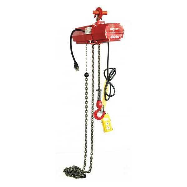 Dayton Electric Chain Hoist, 300 lb, 15 ft, Hook Mounted - No Trolley ...