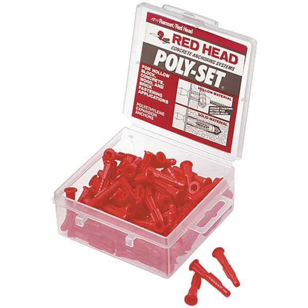 Red Head Plug Anchor Kit, 1 7/16 in L, Plastic PS-1012SK | Zoro