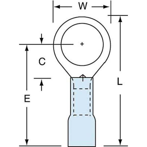 3M Ring Terminal, 3/8 in Stud Size, 14 AWG, 600 V, Heat Shrink ...