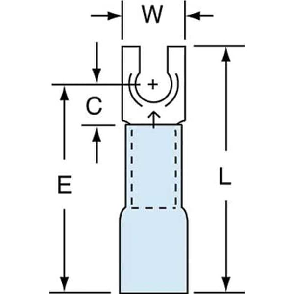 3M Fork Terminal, #6 Stud Size, 14 AWG, 600 V, Heat Shrink Insulated ...