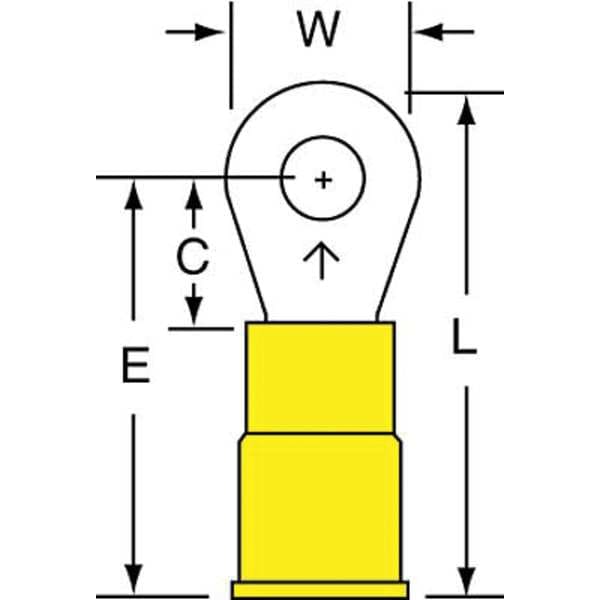 3M Ring Terminal, #8 Stud Size, 10 AWG, 600 V, Vinyl Insulated, Yellow ...