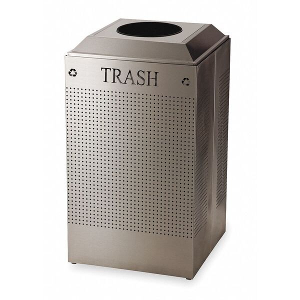 Rubbermaid Commercial 29 gal. Square Trash Can, Silver, None, Stainless ...