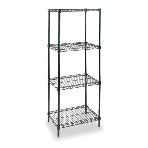 Zoro Select Wire Shelving Unit, 18"D x 24"W x 63"H, 4 Shelves, Black ...