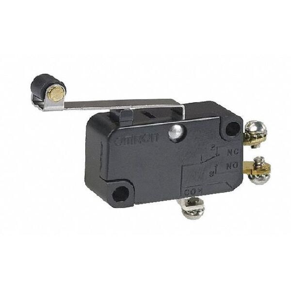 Omron Miniature Snap Action Switch, Hinge Roller, Lever Actuator, SPDT, 15A @ 240V AC Contact ...