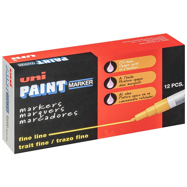 Uni-Paint Permanent Marker, Fine Tip, Red Color Family, Paint, 12 PK ...