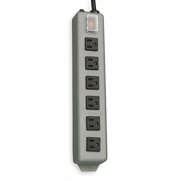 Tripp Lite Outlet Strip, Right Angled, 6 5-15R, 5-15P, 15 ft., Gray ...