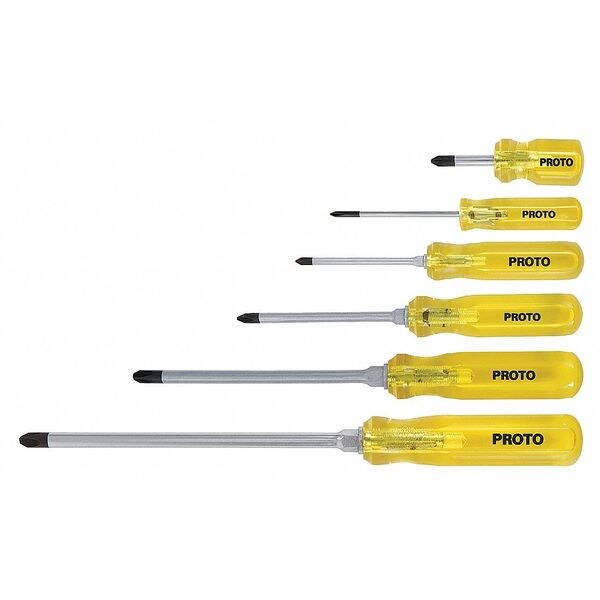 Proto Screwdriver Set, Phillips/Crosspoint, 6 Pc J9600AC | Zoro
