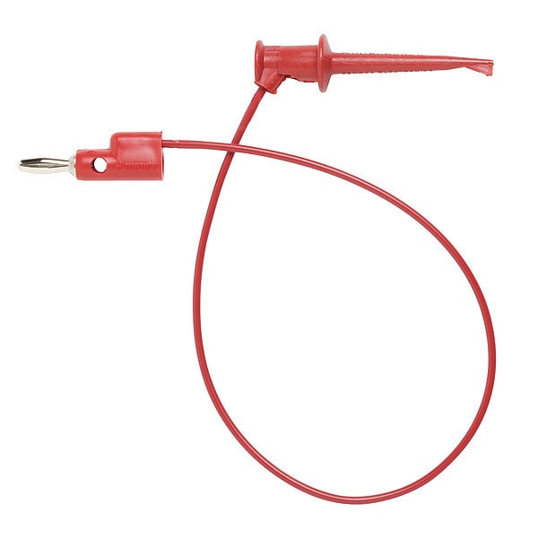 Pomona Electronics Mini Test Clip Patch Cord, 12 in, Nylon, Red 3781-12 ...