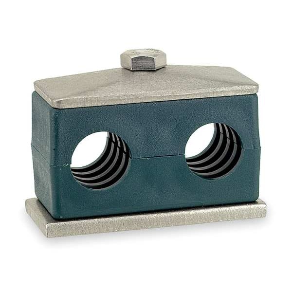 Zsi Vibration Dampening Beta Clamp, 3/8 in Pipe, 2 Lines, 3/8 in OD, 1 ...