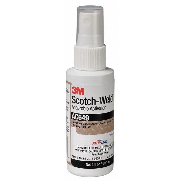 3M Adhesive Activator, Anaerobic, 2 Oz, Green AC649-2 | Zoro