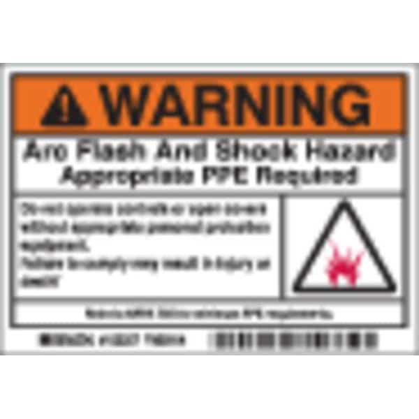 Brady Arc Flash Protection Label, PK100, 102307 102307 | Zoro