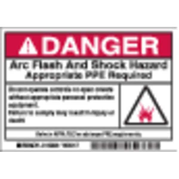 Brady Arc Flash Protection Label, PK100, 102308 102308 | Zoro