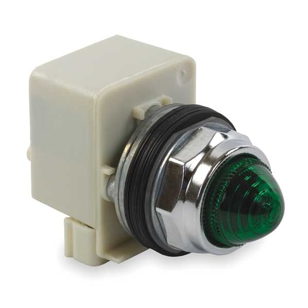 Schneider Electric Pilot Light, 30mm, Chrome, Green, 120VAC 9001KP1G9 ...