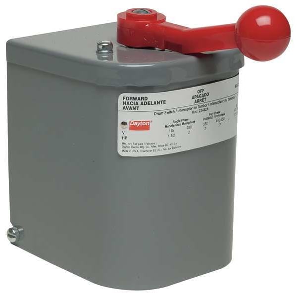 Dayton Reversing Drum Switch, Plastic Handle 2X442 | Zoro