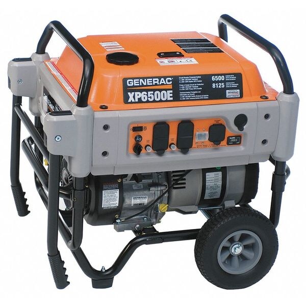 Generac Portable Generator, Gasoline, 6500 Rated, 8125 Surge, Electric ...