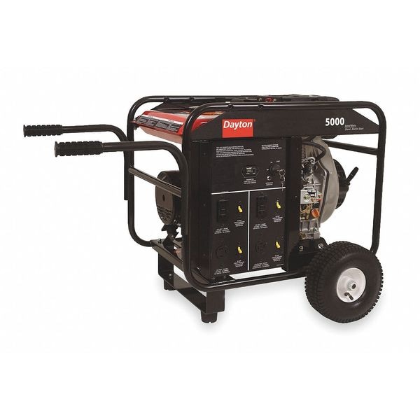 Dayton Portable Generator, Diesel, 5000 Rated, 9160 Surge, Electric ...