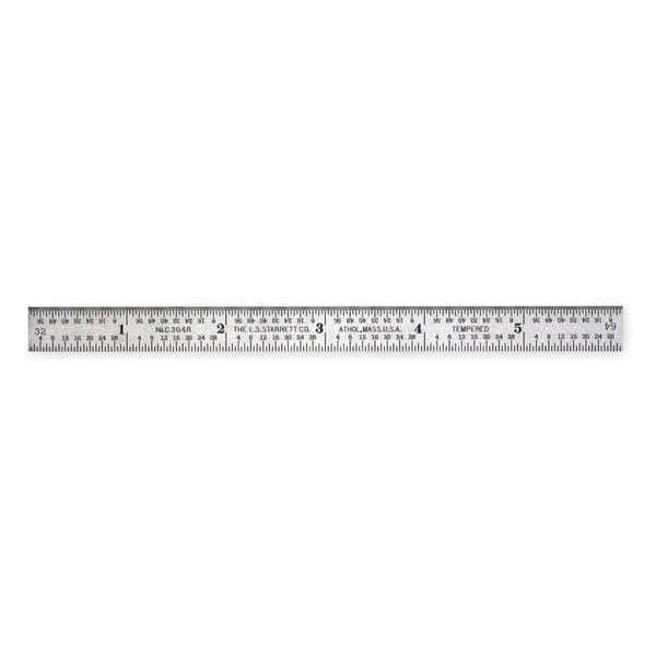 Starrett Steel Rule, Spring Tempered, 12 In, 4R Grad C604R-12 | Zoro