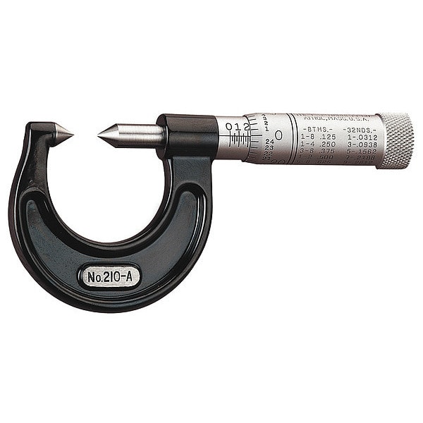 Starrett Outside Micrometer,7/8",Pointed Anvil (210AP) | Zoro