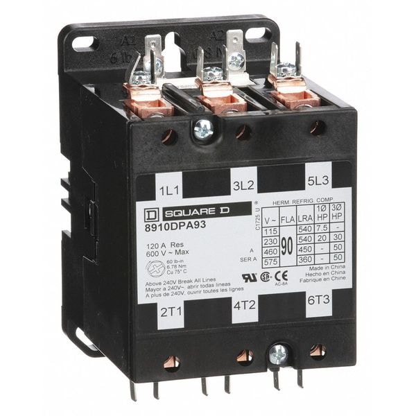Square D Definite Purpose Magnetic Contactor, 120V AC, 3 P, Non ...