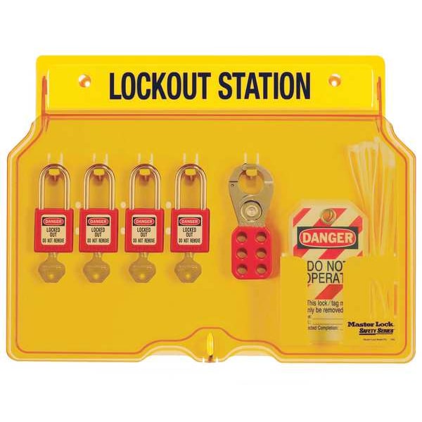 Master Lock Lockout Station, 18 Components: Hasps (2), Padlocks (4 ...
