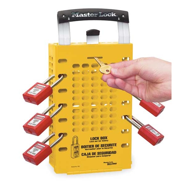Master Lock Group Lockout Box, 14 Locks Max, Yellow 503YLW | Zoro