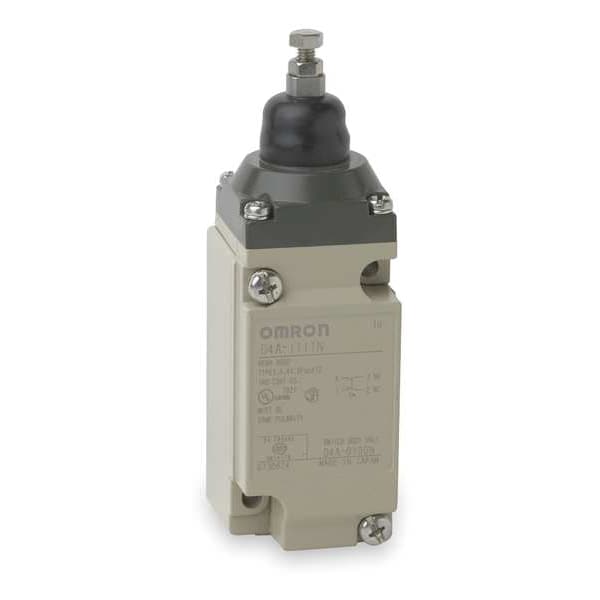 Omron Heavy Duty Limit Switch, Plunger, SPDT, 10A at 600V AC, Actuator Location: Top D4A1111N | Zoro