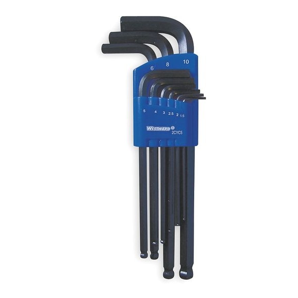 Westward 9 Piece Metric L-Shape Hex Key Set, 2CYC5 2CYC5 | Zoro
