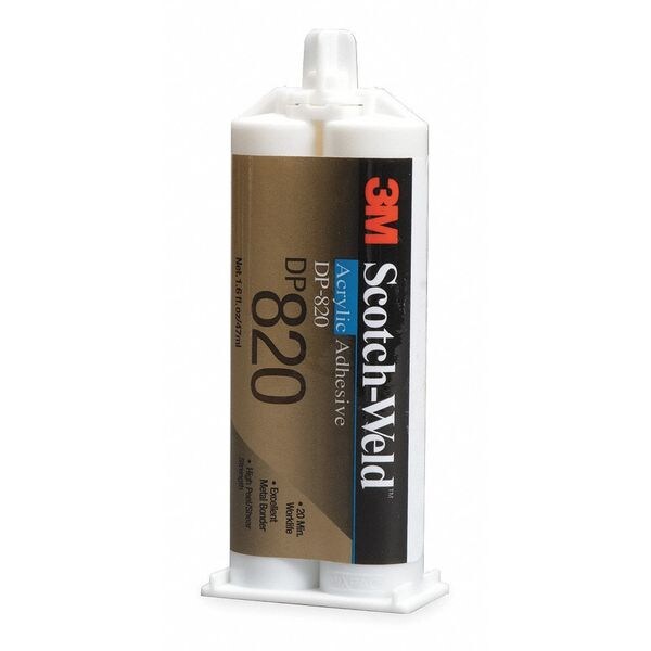 3M Acrylic Adhesive, DP820 Series, Cartridge, 12 PK, 1:1 Mix Ratio, 40 ...