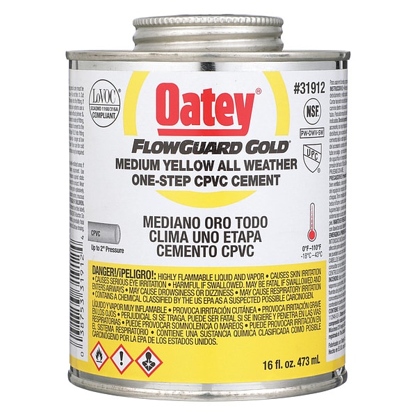 Oatey FlowGuard Gold CPVC Cement, 16 oz, Low VOC 31912 | Zoro