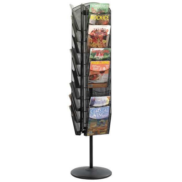 Safco Rotating Magazine Stand, 30-Pocket, Black 5577BL | Zoro