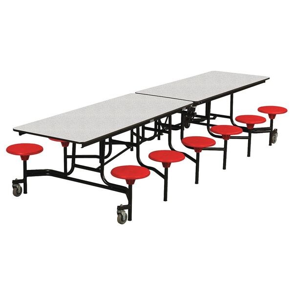 Artco-Bell Rectangle Mobile Stool Table , 30" W 29" H, Gray Glace ...