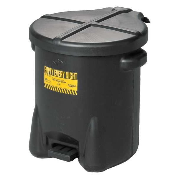 Eagle Mfg Oily Waste Can, 14 gal, Black, Polyethylene, 21 in Height ...