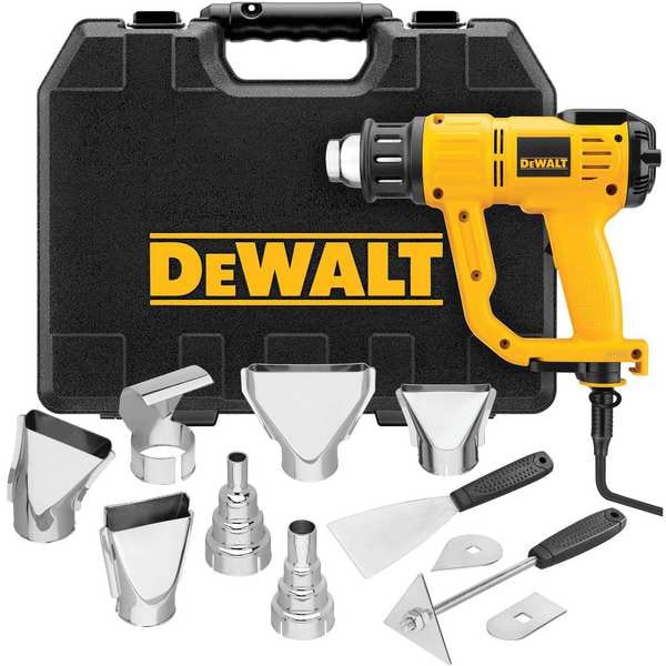 Dewalt Heat Gun Kit, Electric Powered, 120V AC, Variable Temp. Setting ...