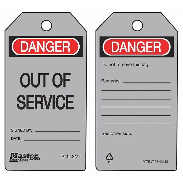 Master Lock Metal Detectable Danger Tag, PK6 S4043MT | Zoro