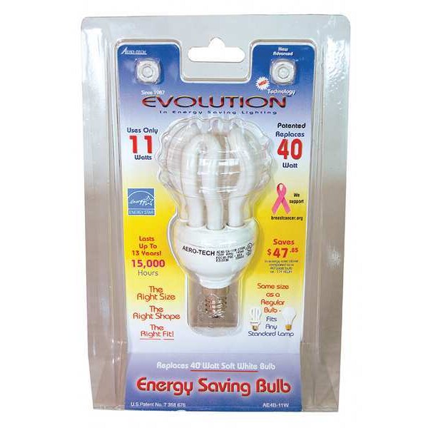 Aero-Tech AERO-TECH 11W, Spiral Screw-In Fluorescent Light Bulb AE4B/CA ...