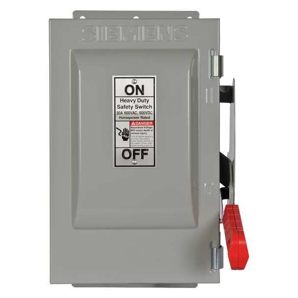Siemens Nonfusible, Safety Switch, Heavy Duty, 600 V, 2PST HNF261J | Zoro