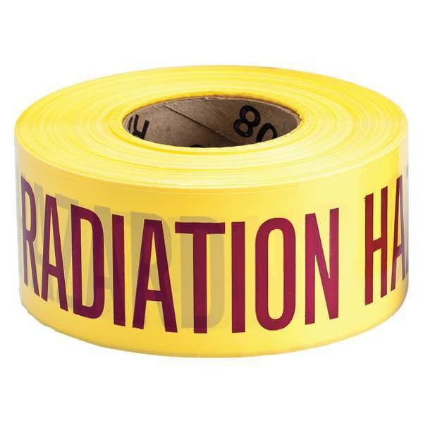 Zoro Select Barricade Tape, Caution Radiation Hazard, Yellow, 3 in Wide x 1,000 ft Length ...