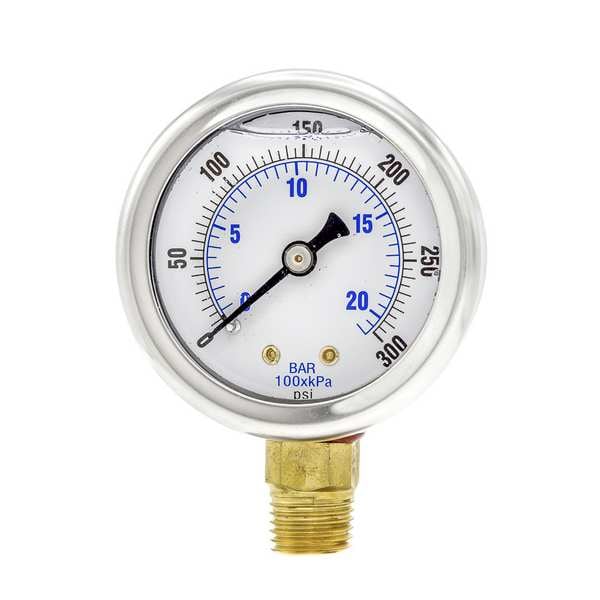 Pic Gauges Industrial Pressure Gauge, 0 to 300 psi, 2 in Dial, 1/4 in ...