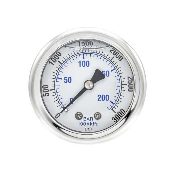 Pic Gauges Industrial Pressure Gauge, 0 to 3000 psi, 1/8 in MNPT, 2 ...
