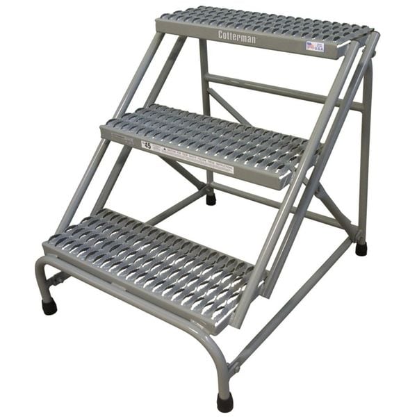 Cotterman 3 Steps, Steel Step Stand, 500 lb. Load Capacity, Gray ...