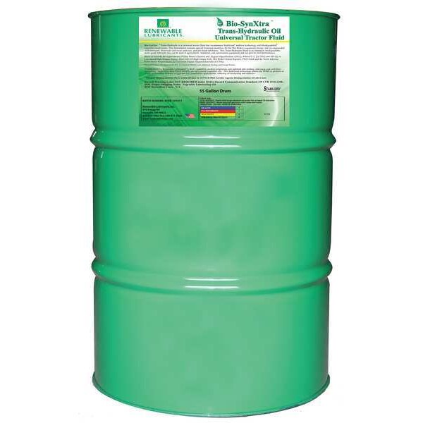 Renewable Lubricants 55 gal Drum, Hydraulic Oil, 46 ISO Viscosity, 10W ...