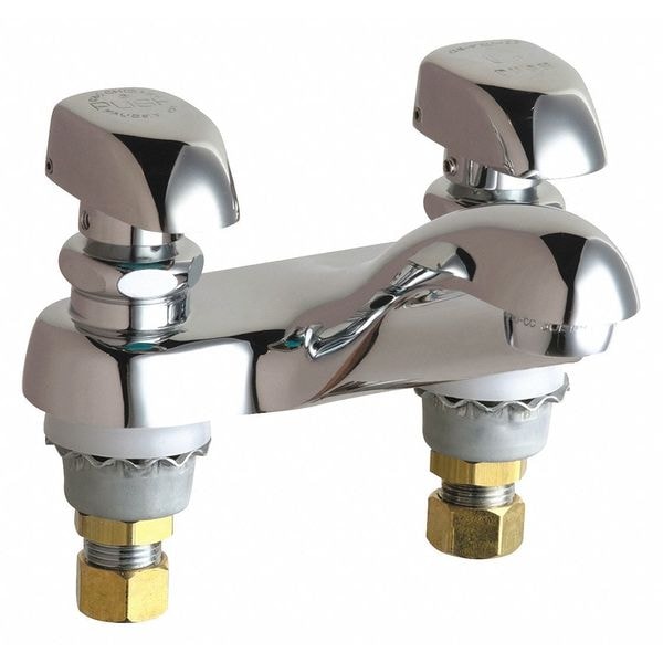 Chicago Faucet Metering 4" Mount, Bathroom Faucet, Chrome plated 802 ...